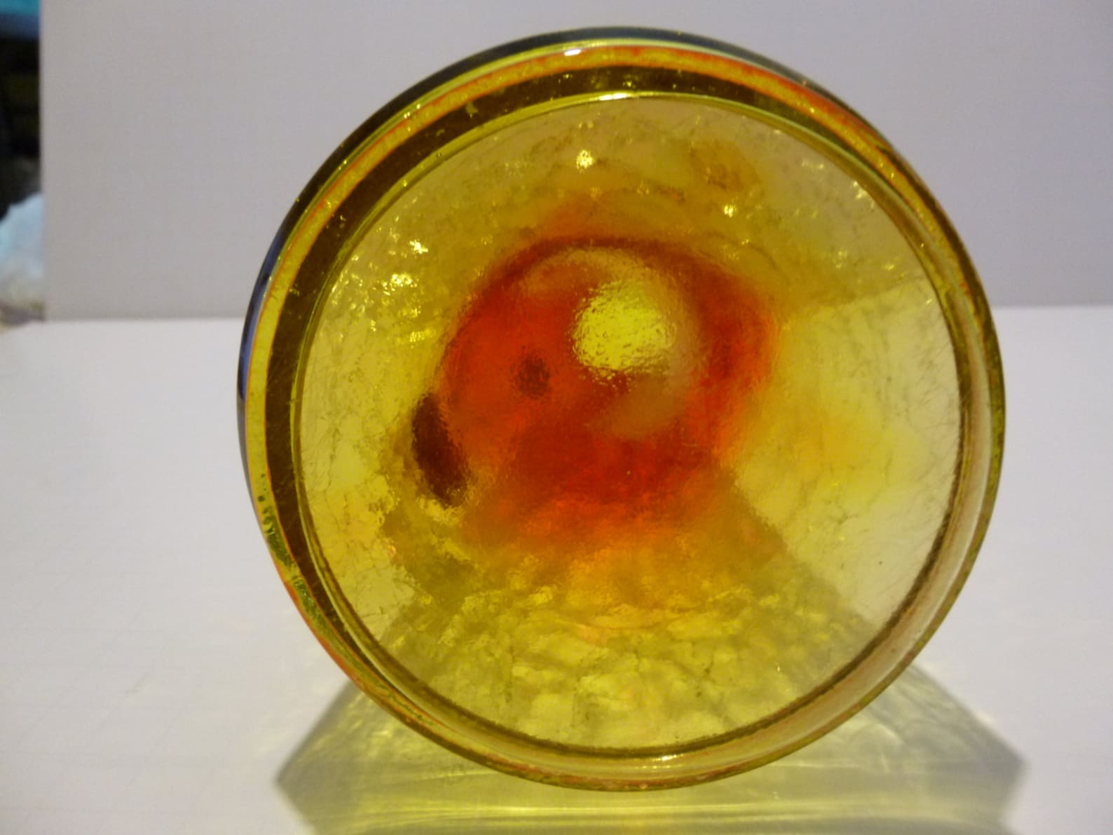 Vintage Yellow and Red Cracked Glass Pitcher,kanawha Amberina, Mid ...