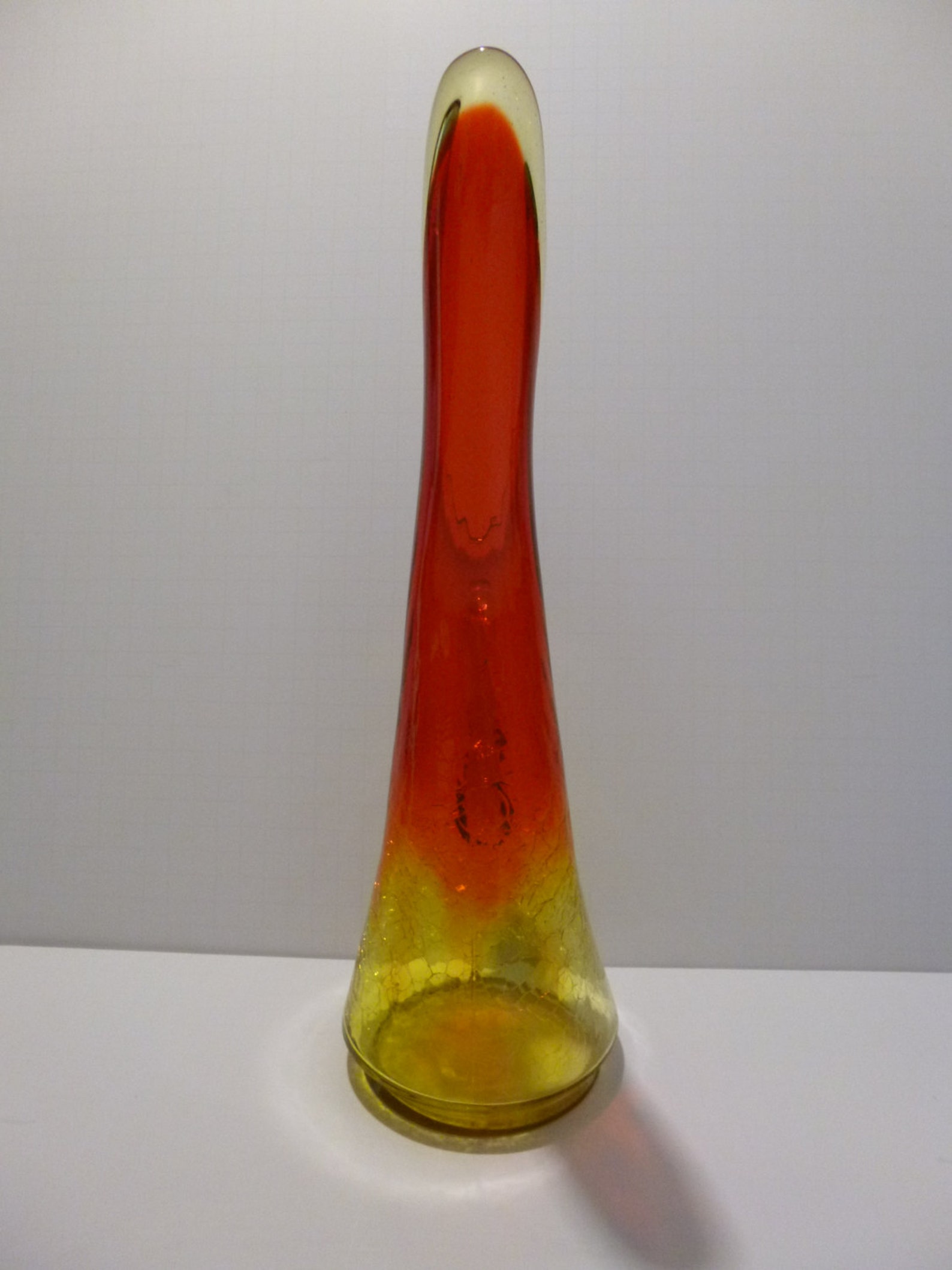 Vintage Yellow and Red Cracked Glass Pitcher,kanawha Amberina, Mid ...