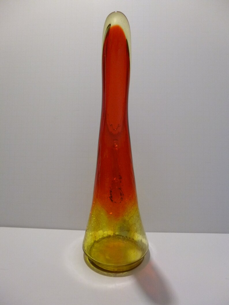 Vintage Yellow and Red Cracked Glass Pitcher,kanawha Amberina, Mid ...