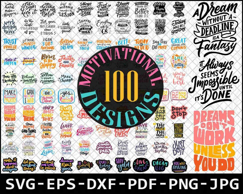 Motivational Svg Bundle Inspirational Quotes Svg Bundle | Etsy