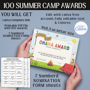 100 Summer Camp Awards Certificates, Canva Template, Camp Superlatives ...