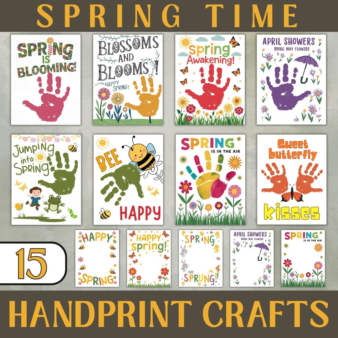 15 Spring Handprint Templates, Spring Gift, DIY Printable Craft for ...