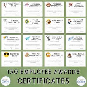 130 Funny Editable Employee Awards Certificates, Employee Appreciation ...