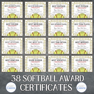 38 Editable Softball Award Certificates, Canva Template, End of Season ...