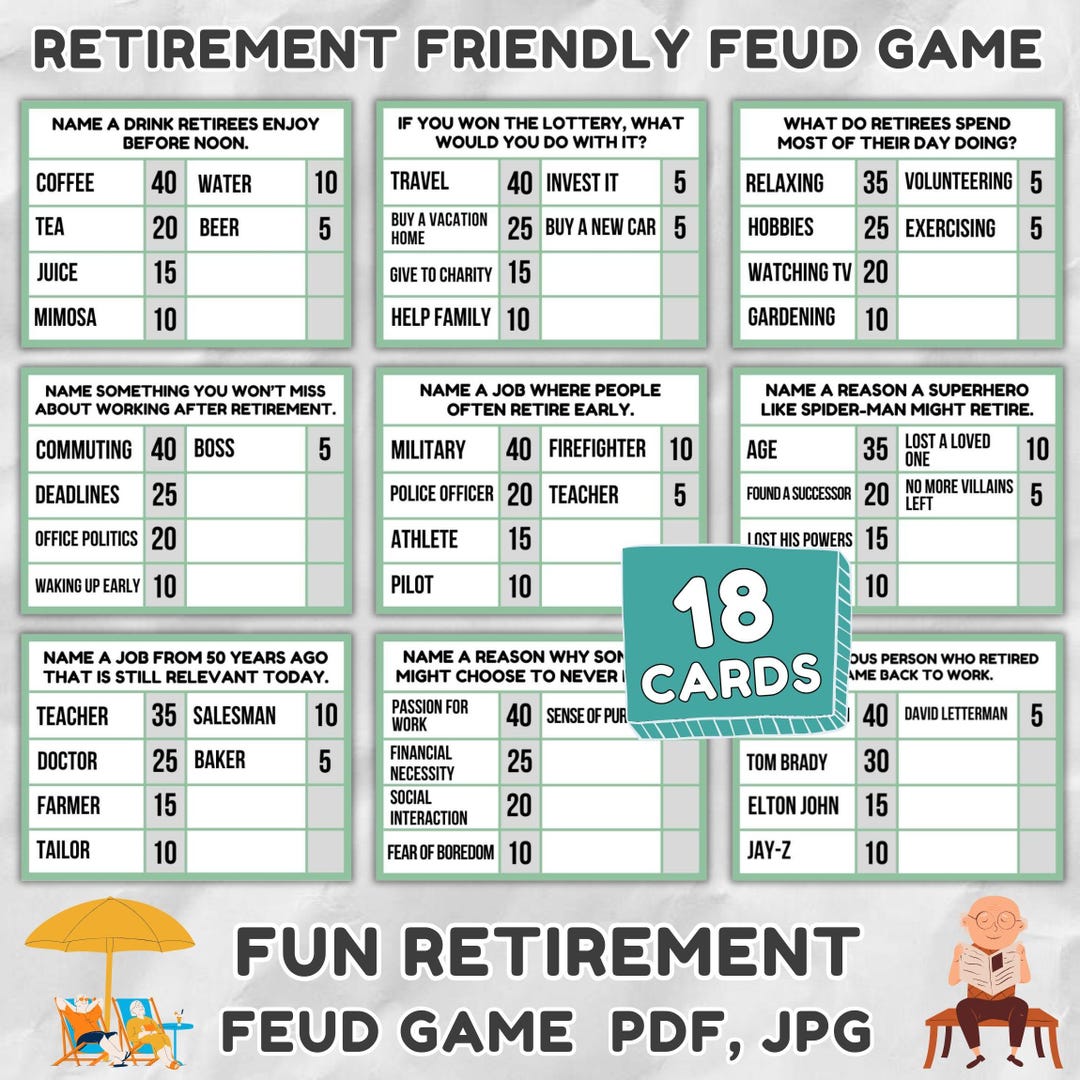 Retirement Friendly Feud Game, Office Party Games, Feud Trivia Quiz ...