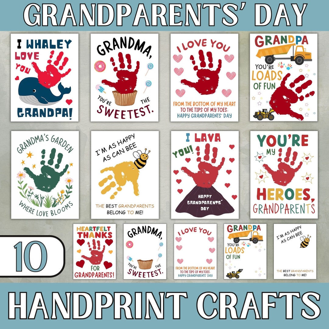 10 Grandparents Day Handprint Templates, Grandma Gift, Grandpa Gift ...
