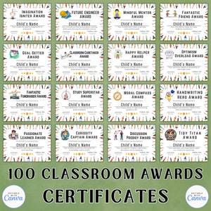 100 Funny Editable Classroom Awards Certificates, Canva Template ...