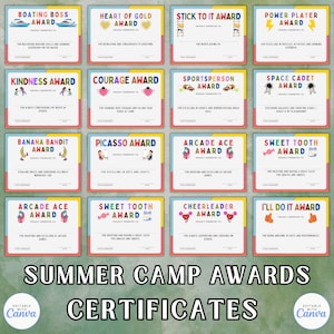 Summer Camp Awards Certificates, Canva Template, Camp Ceremony ...