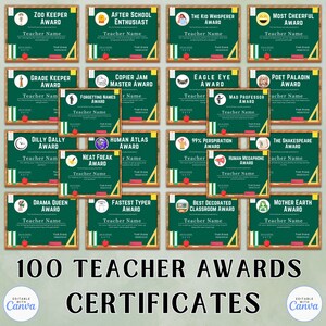 Funny Editable Teacher Awards Certificates, Canva Template, Printable ...