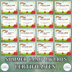 100 Summer Camp Awards Certificates, Canva Template, Camp Superlatives ...