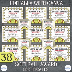 38 Editable Softball Award Certificates, Canva Template, End of Season ...