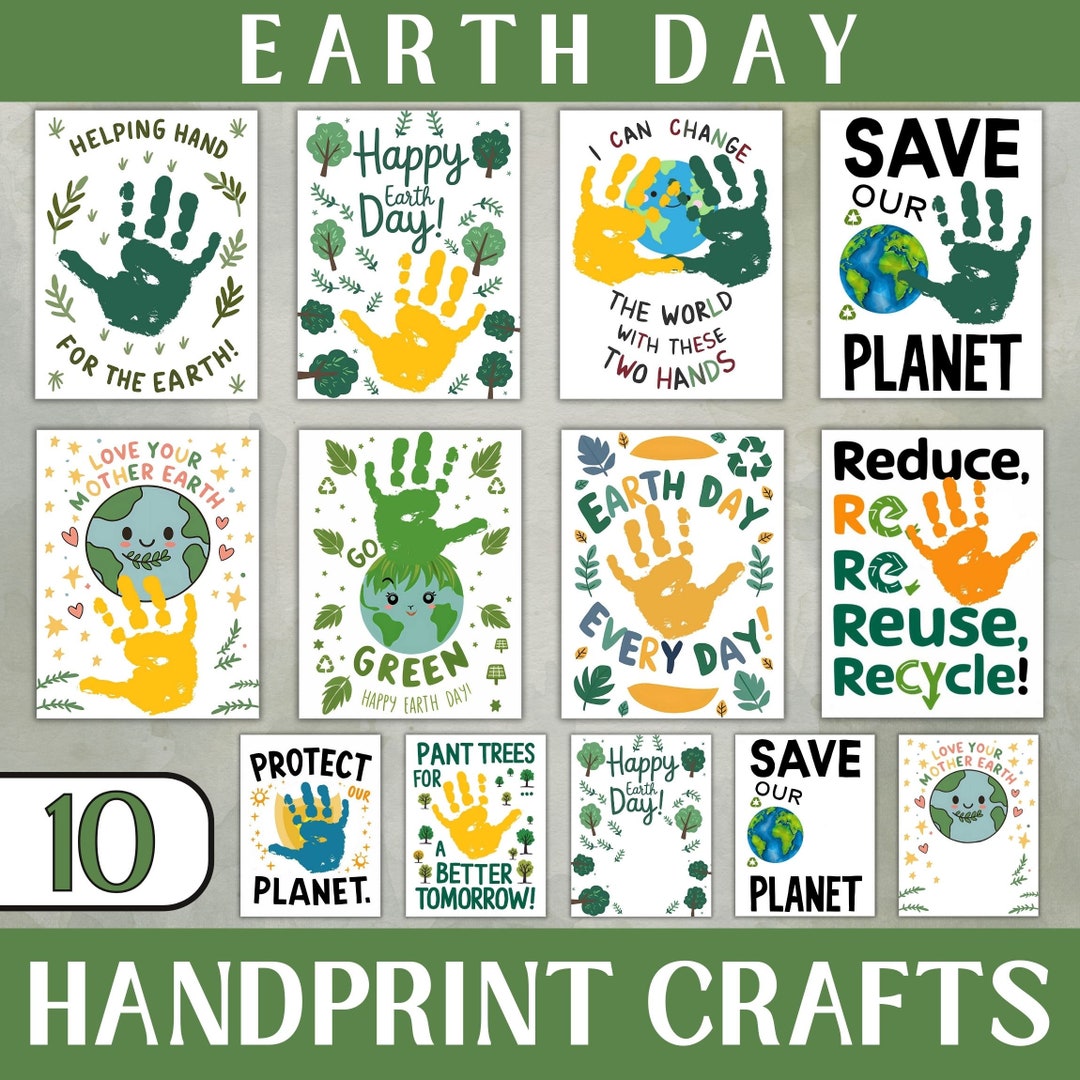 10 Earth Day Handprint Templates, Earth Day Gift, DIY Printable Craft ...