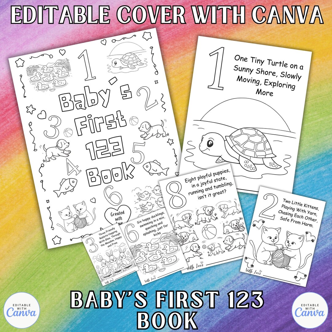 Baby's First 123 Book, Baby's First Numbers Book,canva Template ...