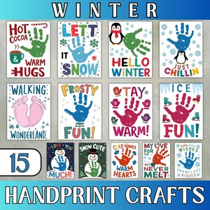 15 Winter Handprint Templates, Winter Gift, DIY Printable Craft for ...