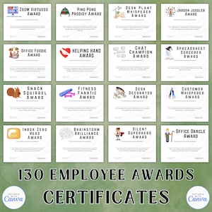 130 Funny Editable Employee Awards Certificates, Employee Appreciation ...
