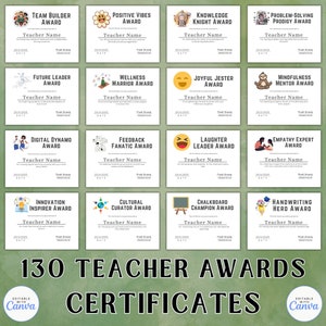 130 Funny Editable Teacher Awards Certificates, Canva Template, Funny ...