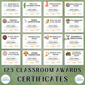 125 Funny Editable Classroom Awards Certificates, Canva Template ...