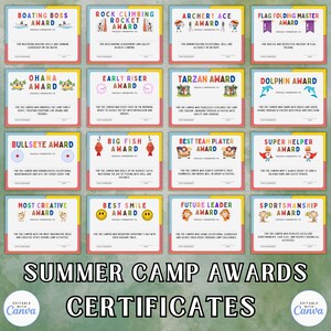 Summer Camp Awards Certificates, Canva Template, Camp Ceremony ...