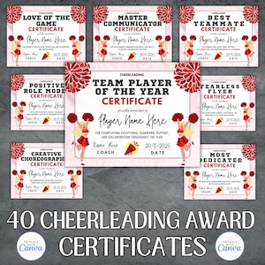 Canva Cheerleading Award Certificates, Cheerleading Team Party, Canva ...