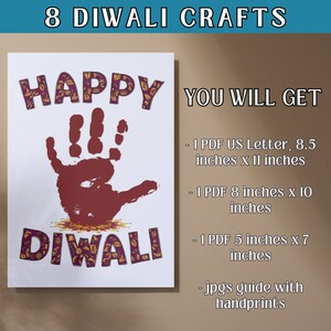 8 Diwali Handprint Templates, Diwali Gift, DIY Printable Craft for ...