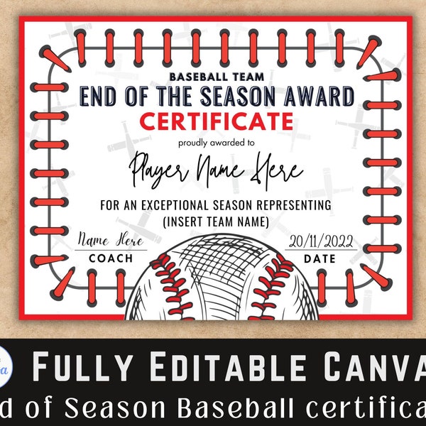Editable Baseball Award Certificates, Baseball Team Awards, Baseball ...