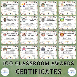 100 Funny Editable Classroom Awards Certificates, Canva Template ...