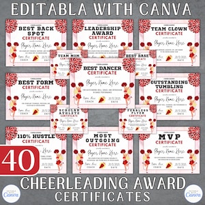 Canva Cheerleading Award Certificates, Cheerleading Team Party, Canva ...