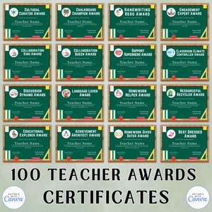 Funny Editable Teacher Awards Certificates, Canva Template, Printable ...