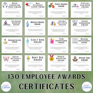130 Funny Editable Employee Awards Certificates, Employee Appreciation ...