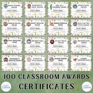 100 Funny Editable Classroom Awards Certificates, Canva Template ...