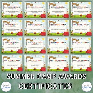 100 Summer Camp Awards Certificates, Canva Template, Camp Superlatives ...
