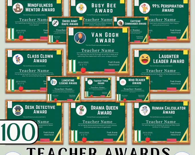 Funny Editable Teacher Awards Certificates, Canva Template, Printable ...