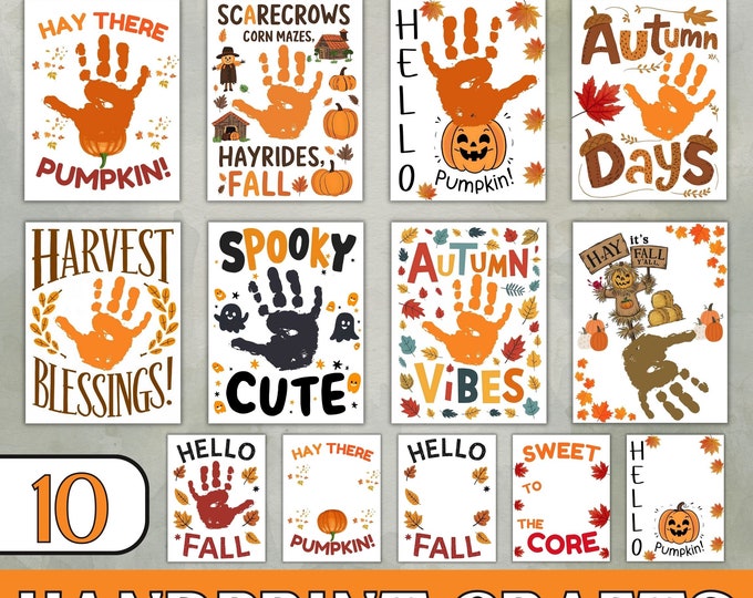 Pumpkin Handprint Craft Printable DIY Autumn Handprint Activity Fall ...