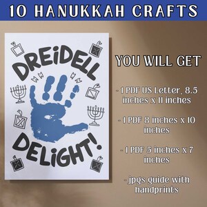 10 Hanukkah Handprint Templates, Hanukkah Gift, DIY Printable Craft for ...