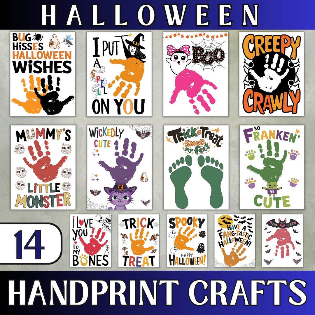 14 Halloween Handprint Templates, Halloween Gift, DIY Printable Craft ...