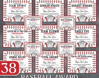 Editable Baseball Award Certificates, Award Ceremony Certificates, End ...
