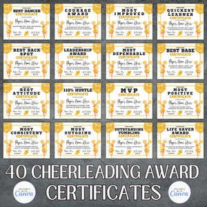 40 Editable Cheerleading Award Certificates, Canva Template, End of ...