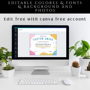 Custom Award Certificate, Classroom Award, Canva Template, Award ...