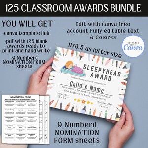 125 Funny Editable Classroom Awards Certificates, Canva Template ...