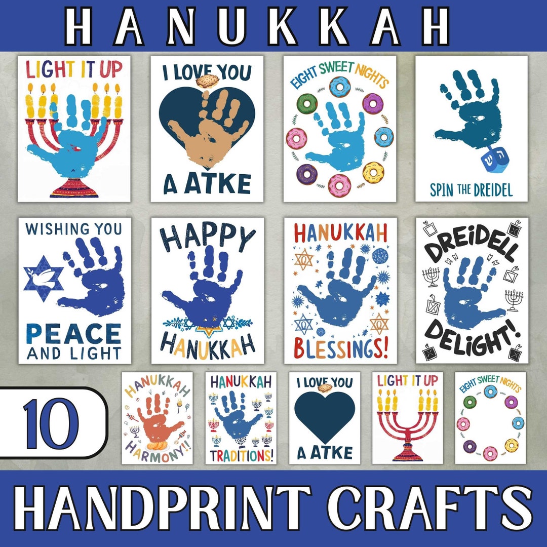 10 Hanukkah Handprint Templates, Hanukkah Gift, DIY Printable Craft for ...