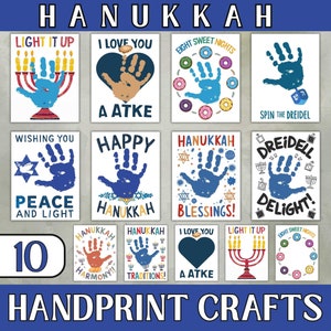 10 Hanukkah Handprint Templates, Hanukkah Gift, DIY Printable Craft for ...