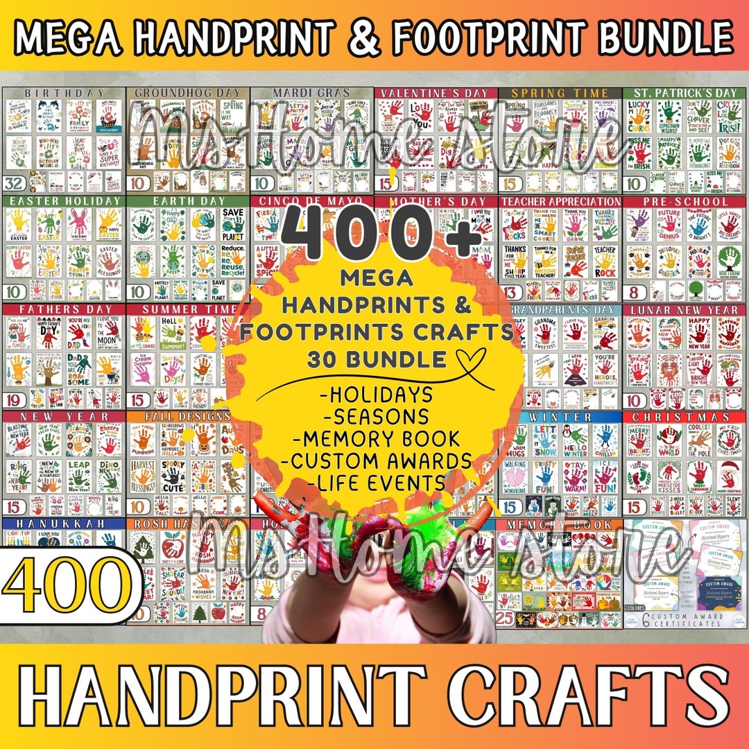 400 Handprint and Footprint Craft Templates, Mega Handprints Bundle ...