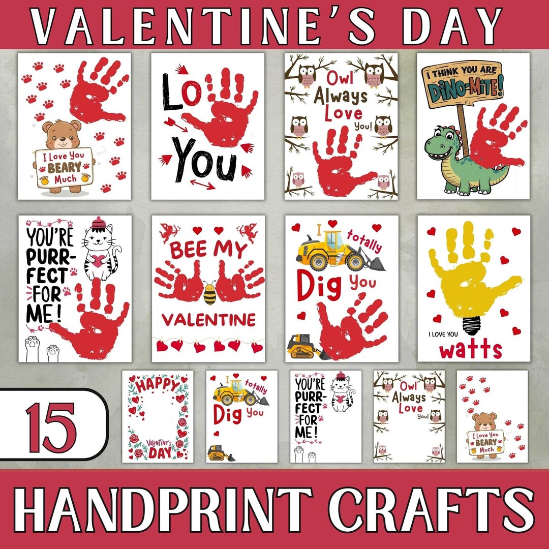 15 Valentines Day Handprint Templates, Valentines Day Gift, DIY ...