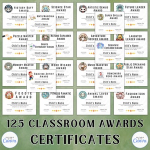 125 Funny Editable Classroom Awards Certificates, Canva Template ...