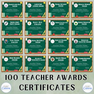 Funny Editable Teacher Awards Certificates, Canva Template, Printable ...