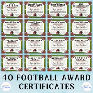 40 Editable American Football Certificates, Canva Template, Award ...