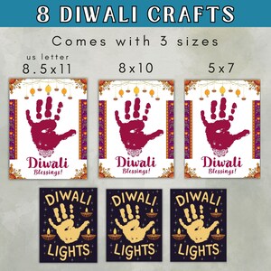 8 Diwali Handprint Templates, Diwali Gift, DIY Printable Craft for ...