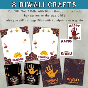 8 Diwali Handprint Templates, Diwali Gift, DIY Printable Craft for ...