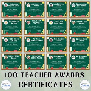 Funny Editable Teacher Awards Certificates, Canva Template, Printable ...