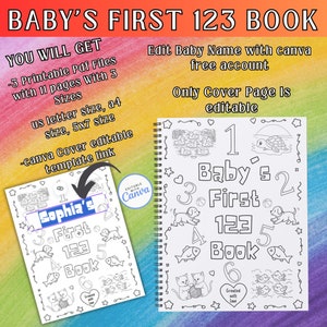 Baby's First 123 Book, Baby's First Numbers Book,canva Template ...